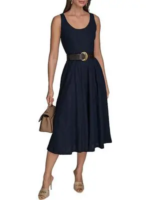 Donna Karan New York Belted A-line Dress - Nightfall