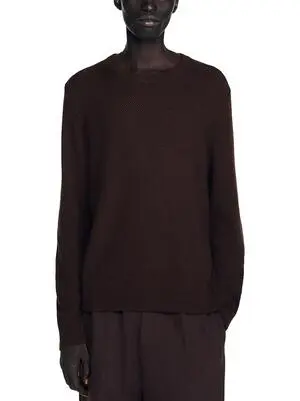 Sandro Textured Crewneck Pullover - Chocolate