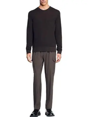 Sandro Textured Crewneck Pullover Dark Kaki