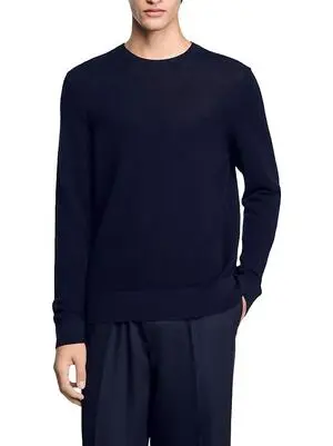 Sandro Textured Crewneck Pullover - Navy Blue