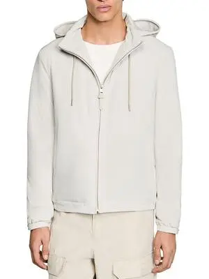 Sandro Zip Hooded Jacket Aluminum