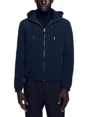 Sandro Zip Hooded Jacket - Navy Blue