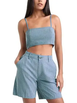 Cinq À Sept Nik Chambray Crop Top - Medium Blue