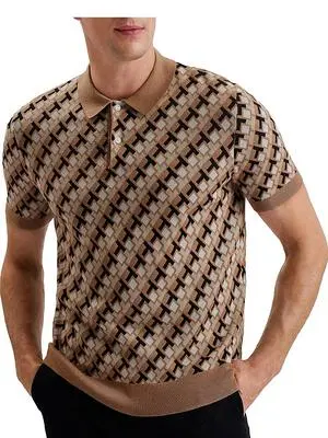 Ted Baker London Textured Jacquard Polo Shirt - Brown