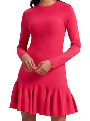 Ted Baker London Loiss Long Sleeve Mini Dress - Fuchsia