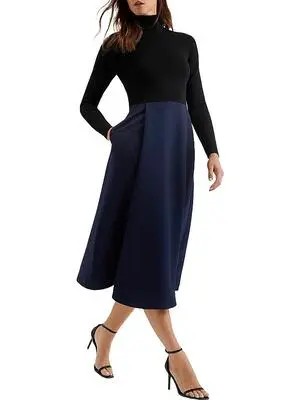 Ted Baker London Knit Bodice Wrap Skirt Dress - Black