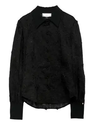 NISSA Floral-embroidered Shirt - Black
