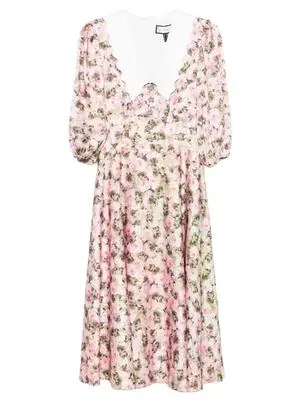 NISSA Floral Midi Dress - Pink