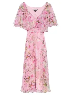 NISSA Floral-print Silk Midi Dress - Pink