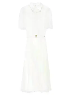 NISSA Lace-detailed Silk Midi Dress - White