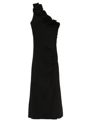 NISSA Floral-appliqué Maxi Dress - Black