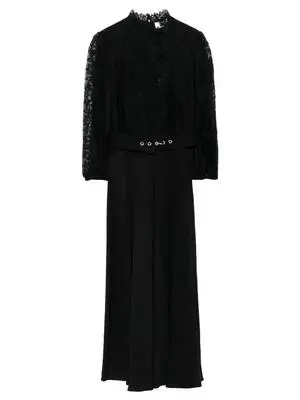NISSA Lace-detailed Midi Dress - Black