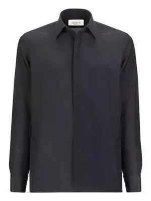 LANEUS Crepe De Chine Shirt - Black