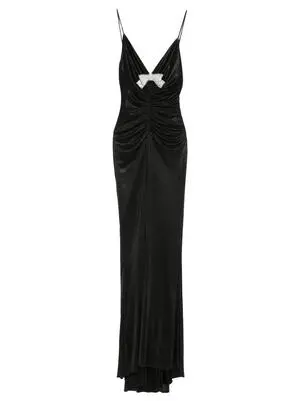 NISSA Bow-detailed Maxi Dress - Black