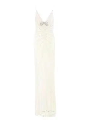 NISSA Bow-detailed Maxi Dress - Neutrals