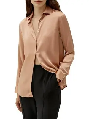 Lilysilk Minimalist Placket Silk Blouse - Quartz Rose