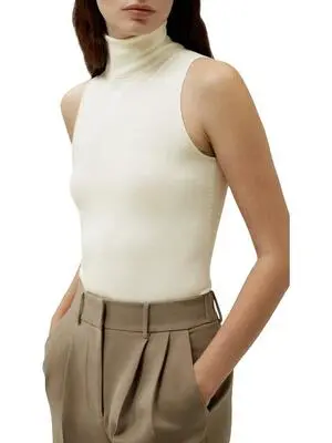 Lilysilk Minimalist Sleeveless Silk-nylon Turtleneck Top - White