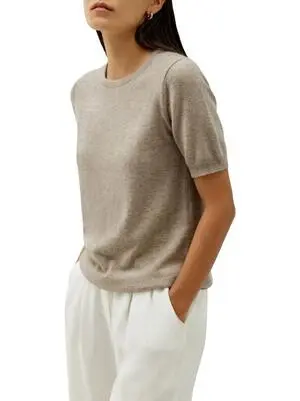 Lilysilk Baby Cashmere Crew Neck Knit Top - Camel
