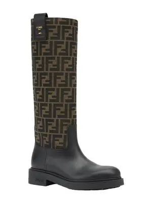 Fendi Filo Knee High Boot - F0pmm Nero Tabacco Nero