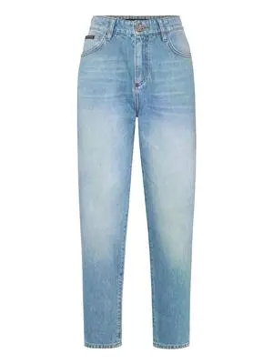 Philipp Plein Logo-appliqué Jeans - Blue