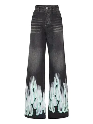 Philipp Plein Flame-print Jeans - Black