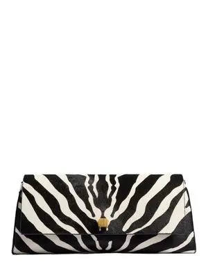 Khaite Audrey Suede Clutch Black/white