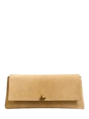 Khaite Audrey Suede Clutch Wheat