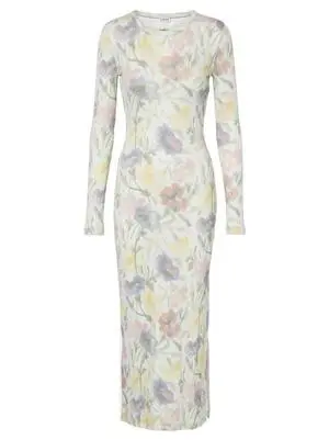 Loewe Floral Silk And Cotton Midi Dress Multicoloured
