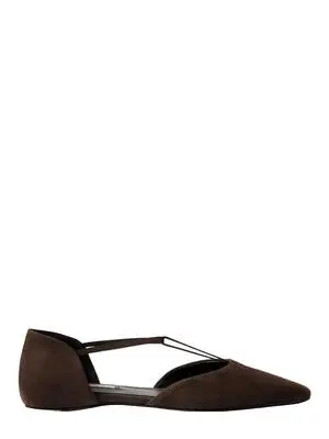 TOTEME T-strap Suede Flats - Brown
