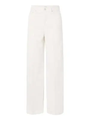 TOTEME Pleated High-rise Wide-leg Jeans - White
