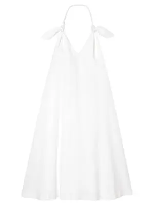 Loewe Flamenco Knotted Leather-trimmed Voile Mini Dress - White