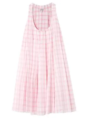 Loewe Pleated Checked Mini Dress - Pink
