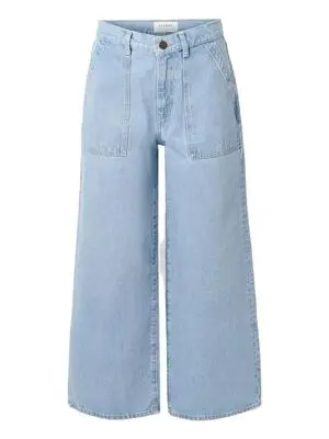 LA LIGNE Izzie Cropped High-rise Wide-leg Jeans - Blue