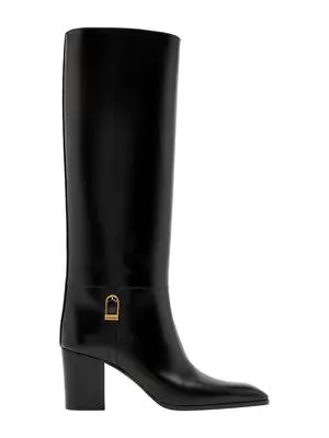 Saint Laurent Julia 70 Glossed Leather Knee-high Boots - Black