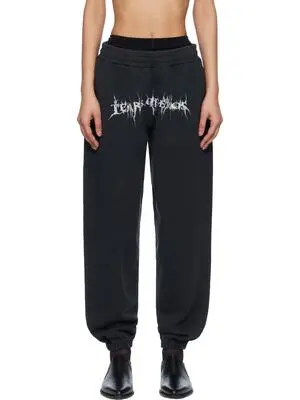 LIZA KEANE Oversized French Terry Sweatpants - Washed Black