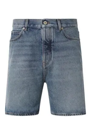 Loewe Leather-trimmed Denim Shorts - Blue