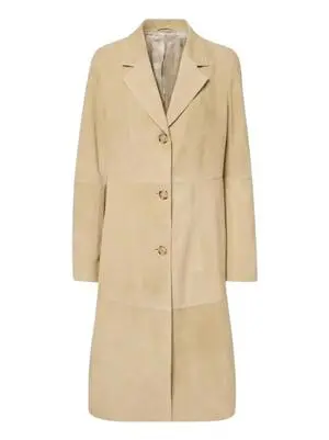 TOTEME Leather Double-breasted Coat - Beige