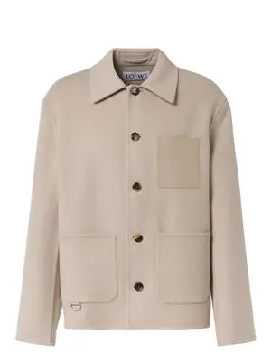 Loewe Leather-trimmed Wool-cashmere Jacket - Beige