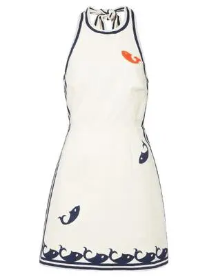 ALEMAIS Marine Printed Cotton Minidress - White