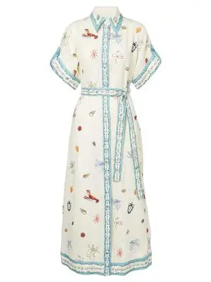 ALEMAIS Alémais Sandy Embroidered Linen Shirt Dress - Multicoloured