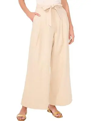 Vince Camuto Wide-leg Tie-waist Pants - Oyster Grey