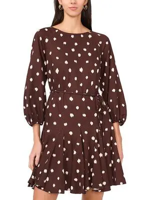 1.State Scratchy Dot Mini Dress - Mahogany