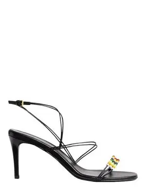 Khaite Khaite Loop Heeled Sandal With Beads Black Multi