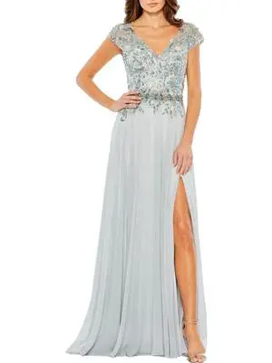 Mac Duggal Embellished Bodice Chiffon Gown - Seamist