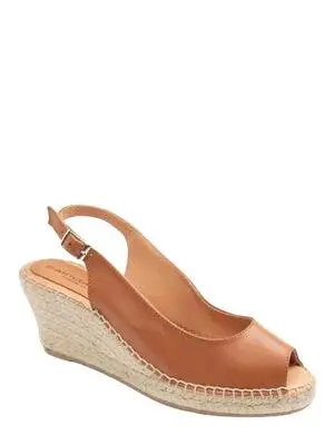 PATRICIA GREEN Peyton Espadrille Wedge Sandals - Cognac Leather