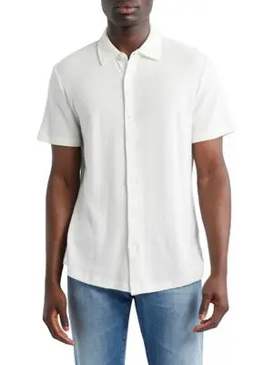 Robert Barakett Newman Short Sleeve Knit Button-up Shirt - White