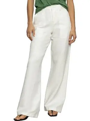 Sanctuary Wide Leg Linen-blend Pants - Bleached White