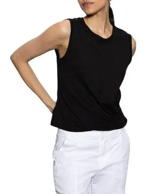 Sanctuary Draped Crewneck Tank - Black