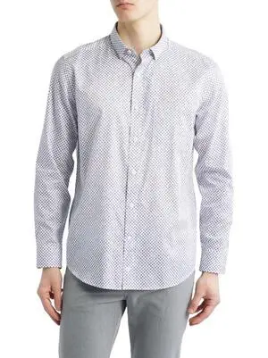 JOHNSTON & MURPHY Cross Link Print Button-up Shirt