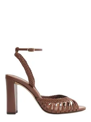 ALEXANDRE BIRMAN Agatha 90 Leather Sandals - Chocolate Fondue